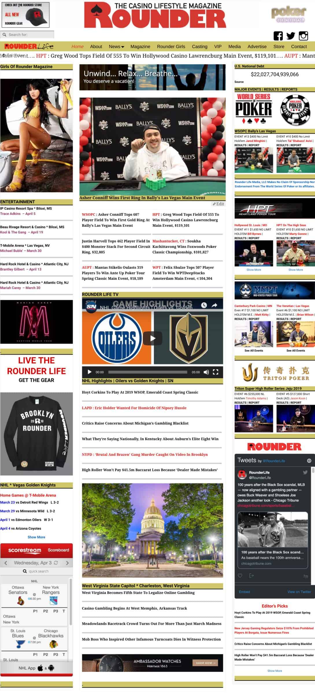 APRIL 2, 2019 HEADLINES – ASHER CONNIFF WINS FIRST RING IN BALLY’S LAS ...